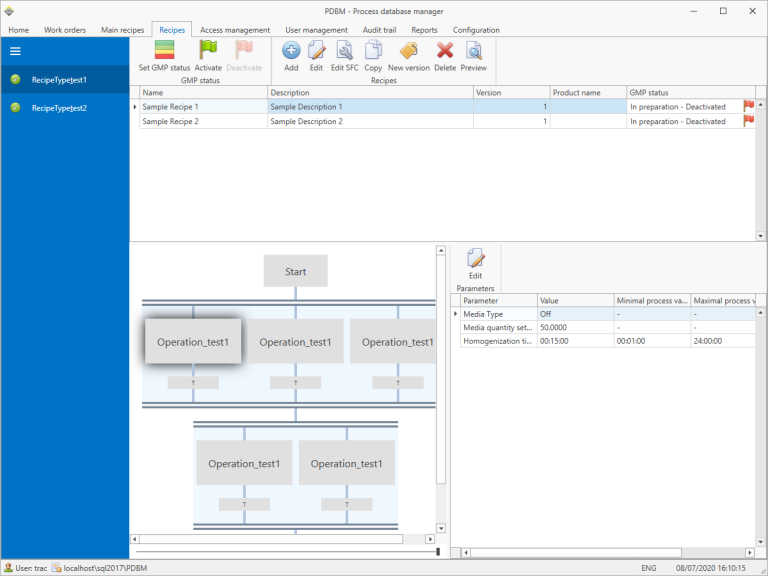 TRAC Process database manager PDBM – TRAC